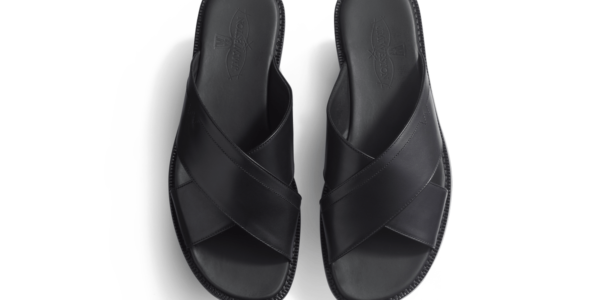 Men's Black soft calfskin Crossed Mule Double V – J.M. Weston