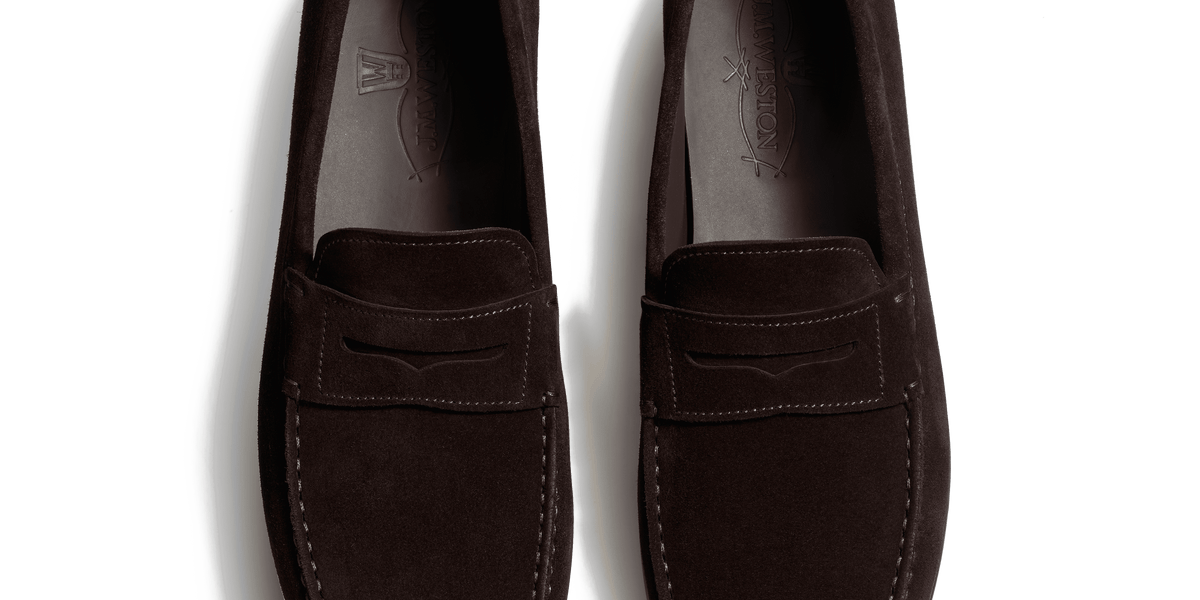 Mocassin de conduite à bride Ajaccio homme en velours marron mélèze – J ...